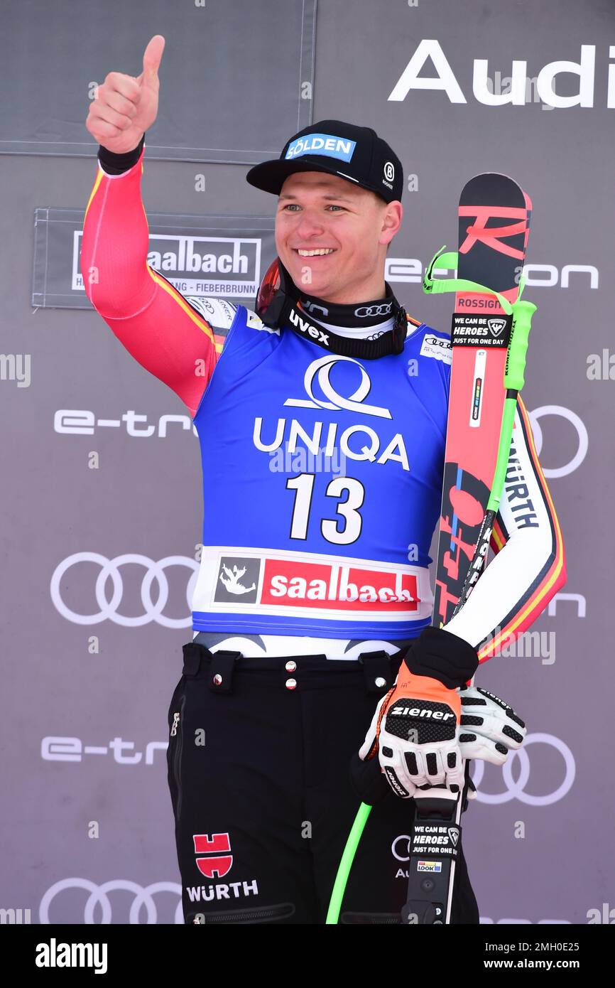 Germany's Thomas Dressen celebrates on the podium after winning an ...