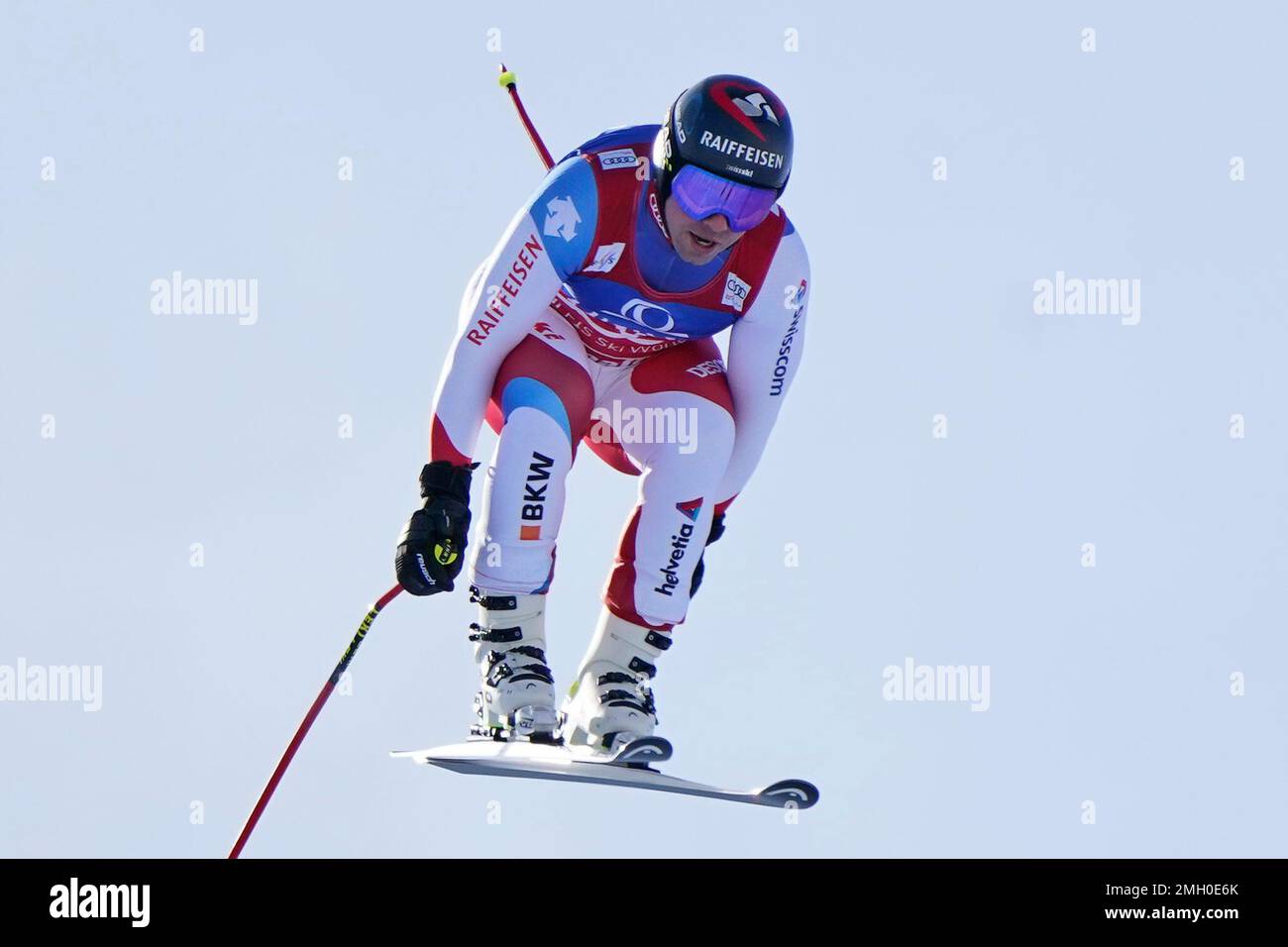 Switzerland's Beat Feuz speeds down the slope during an alpine ski, men ...