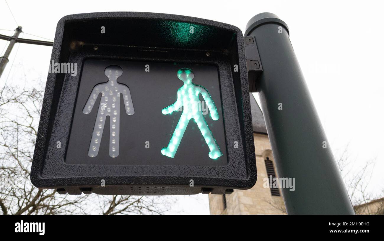 Walk traffic sign green light pedestrian crossing french Stock Photo ...