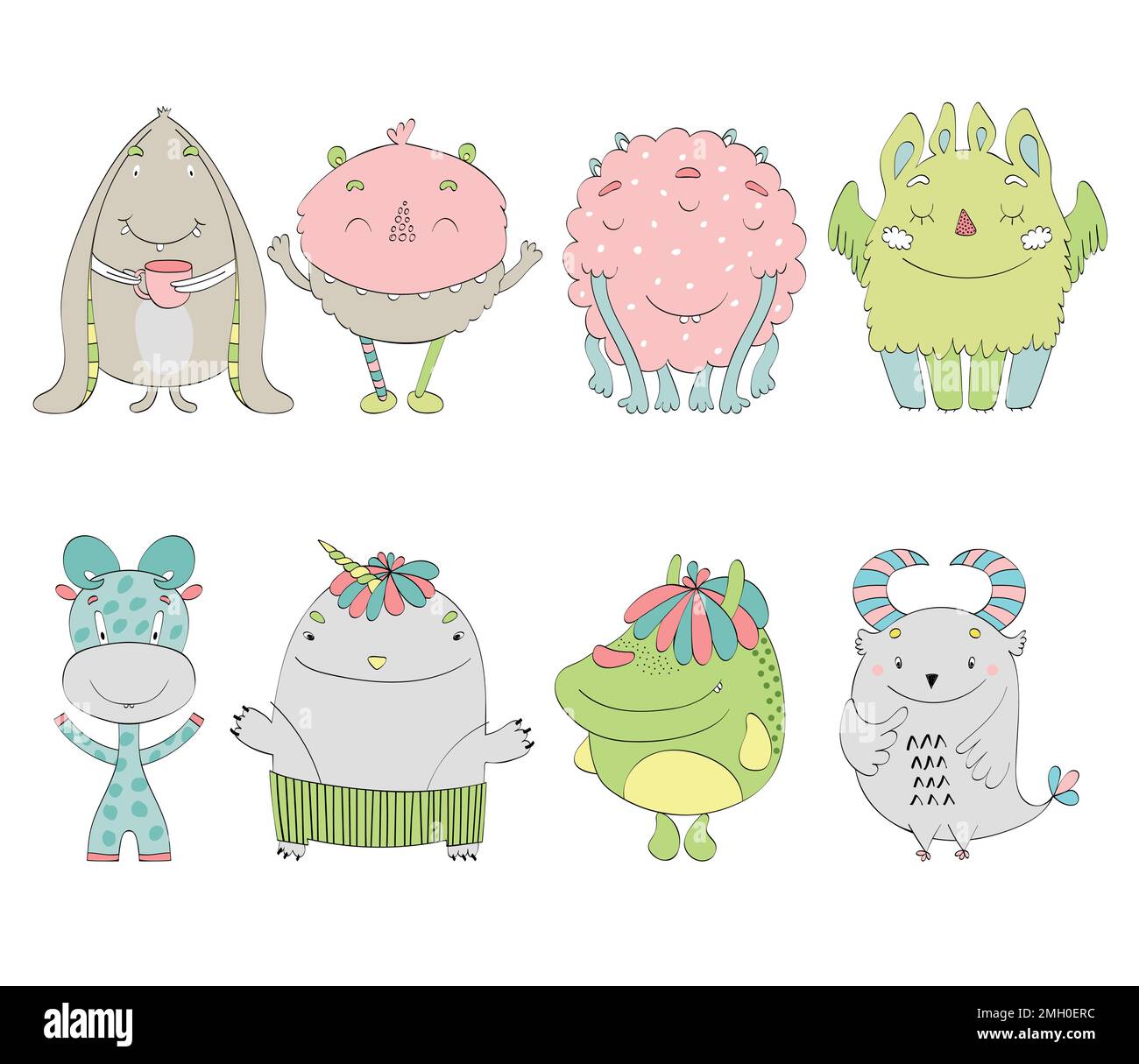 Cute Cartoon Monsters Stock Vector Image & Art - Alamy