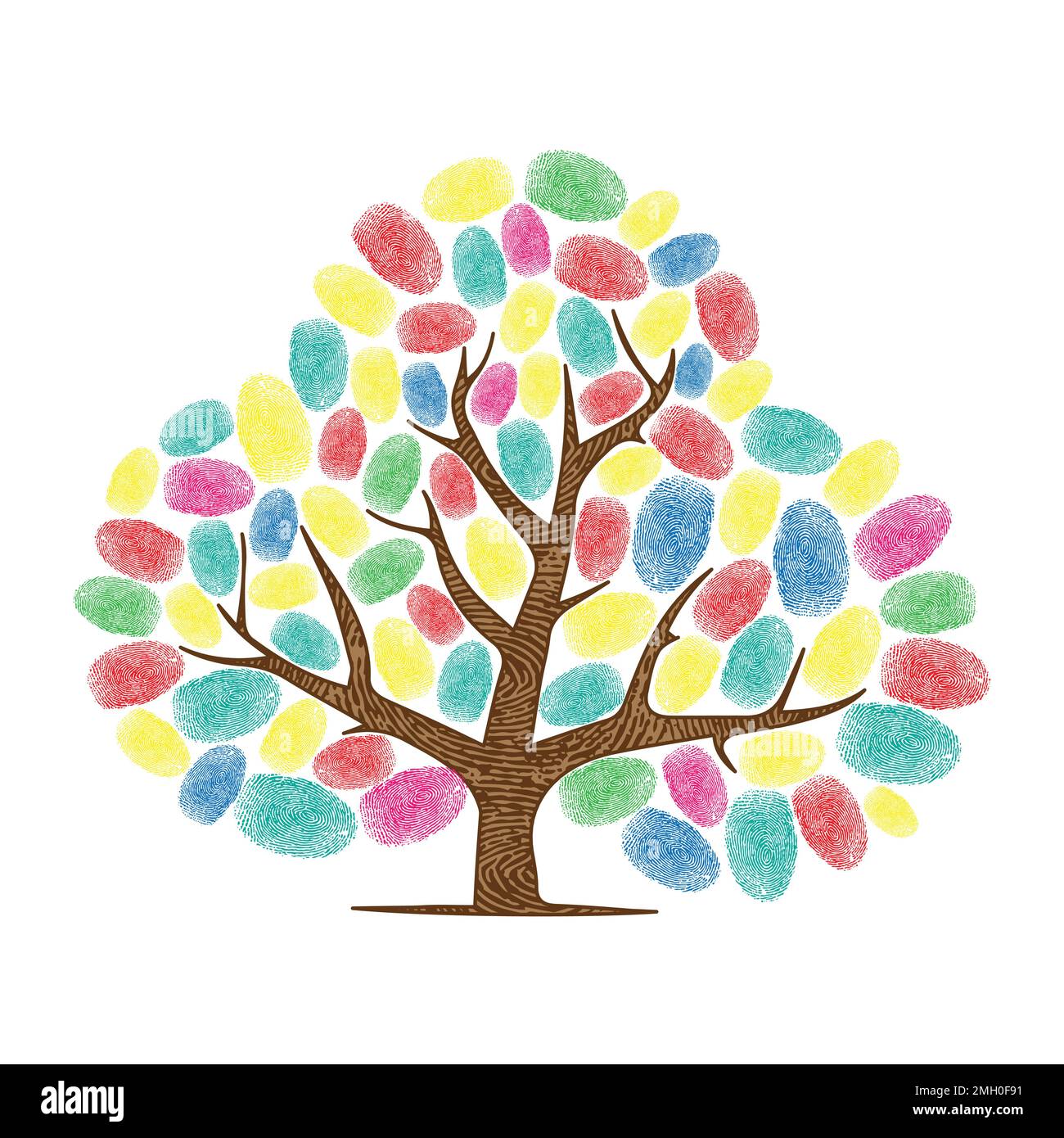 Abstract colourful fingerprints tree silhouettes Stock Vector Image ...