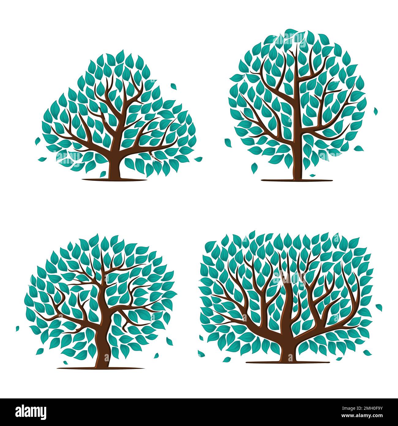 Abstract marine leaves tree silhouettes set Stock Vector Image & Art ...