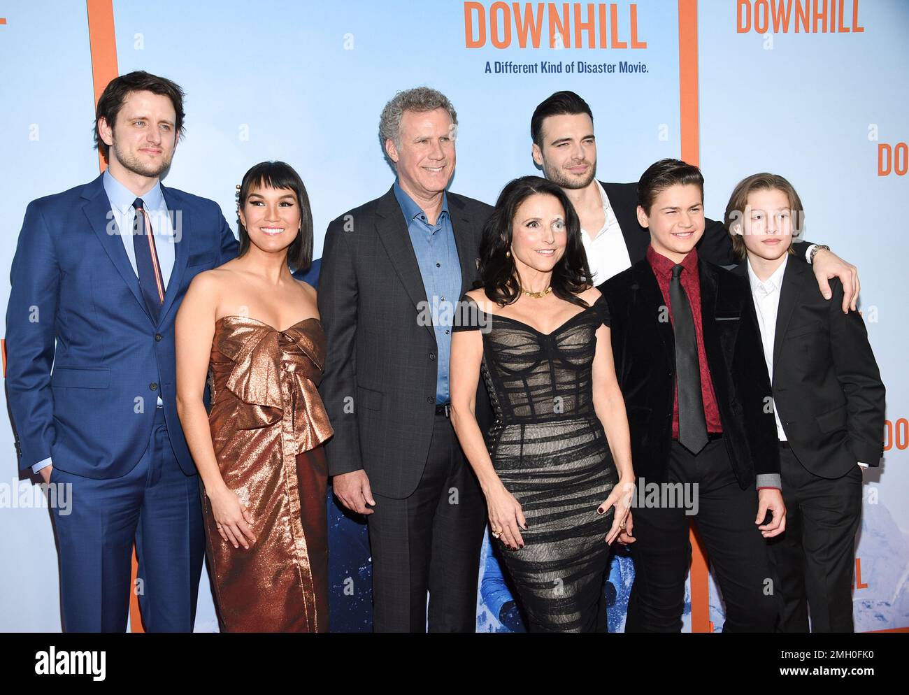 Actors Zach Woods, left, Zoe Chao, Will Ferrell, Julia Louis-Dreyfus ...