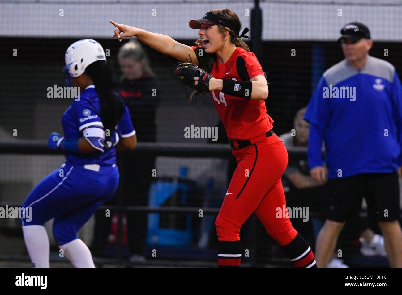 Georgia player Lacey Fincher celebrates getting out Georgia State ...