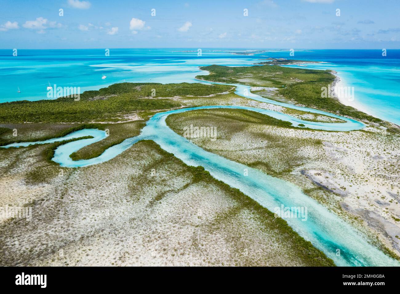 Aerial of Shroud Cay Turquoise Waters, Exuma Islands Bahamas Stock ...