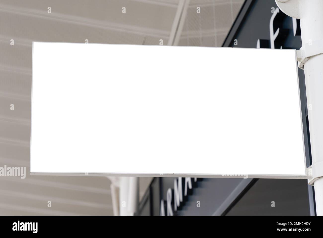 square empty white sign board on facade building modern architect Stock ...