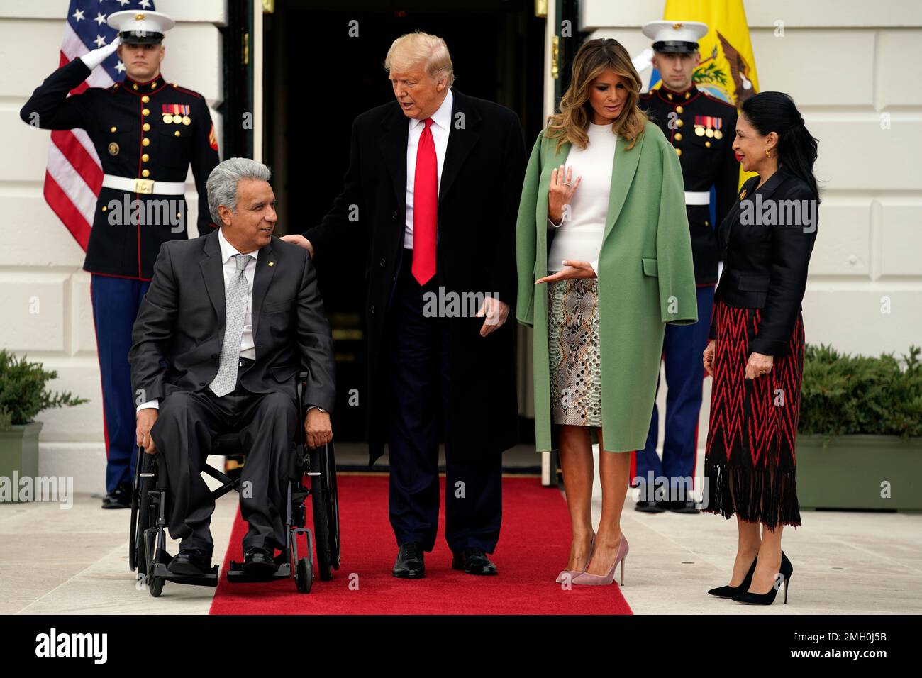 President Donald Trump and first lady Melania Trump welcome Ecuadorian ...