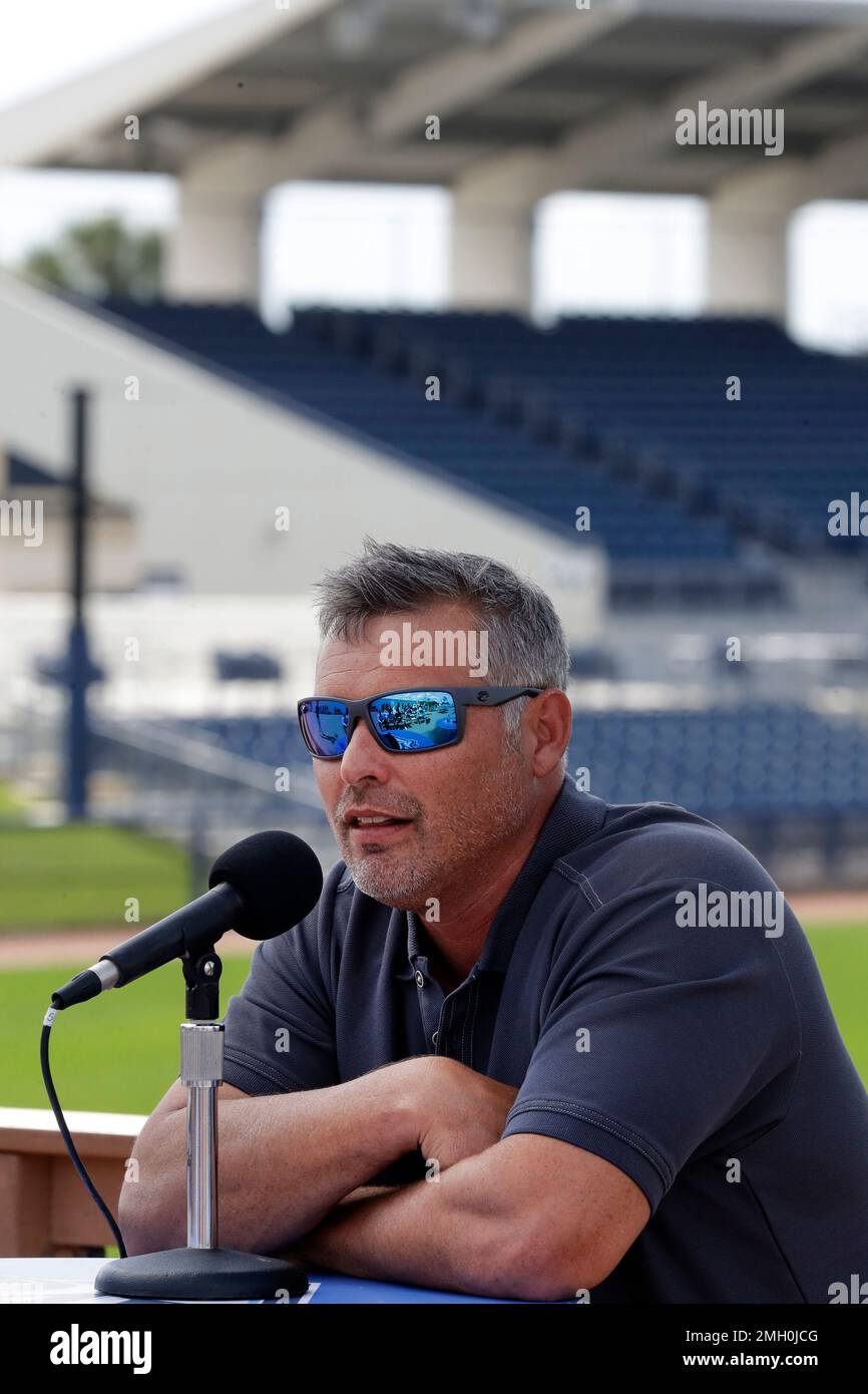 Tampa Bay Rays manager Kevin Cash speaks to the media after pitchers ...