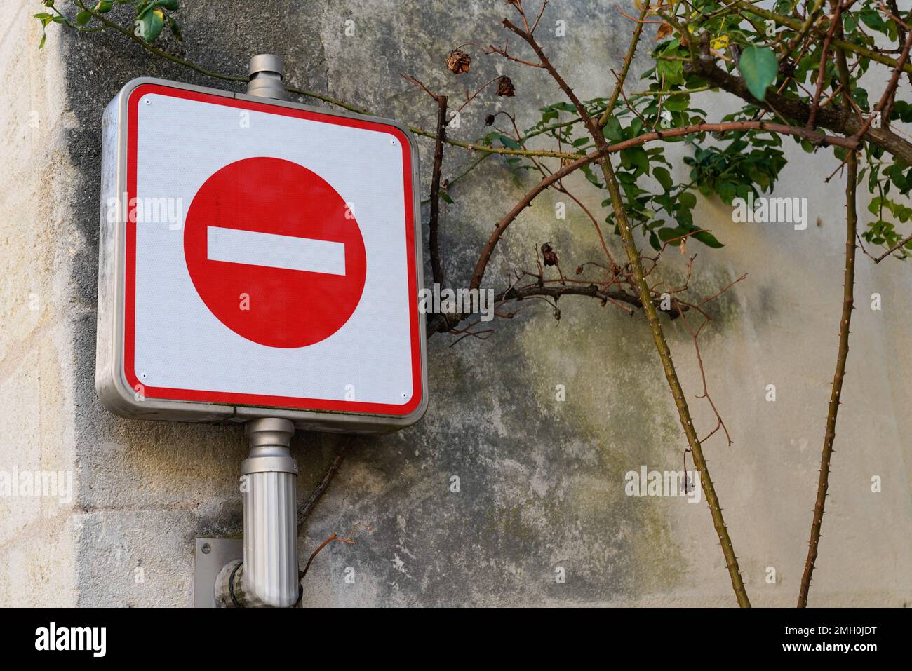 Panel round red white sign road of car traffic prohibited to any ...