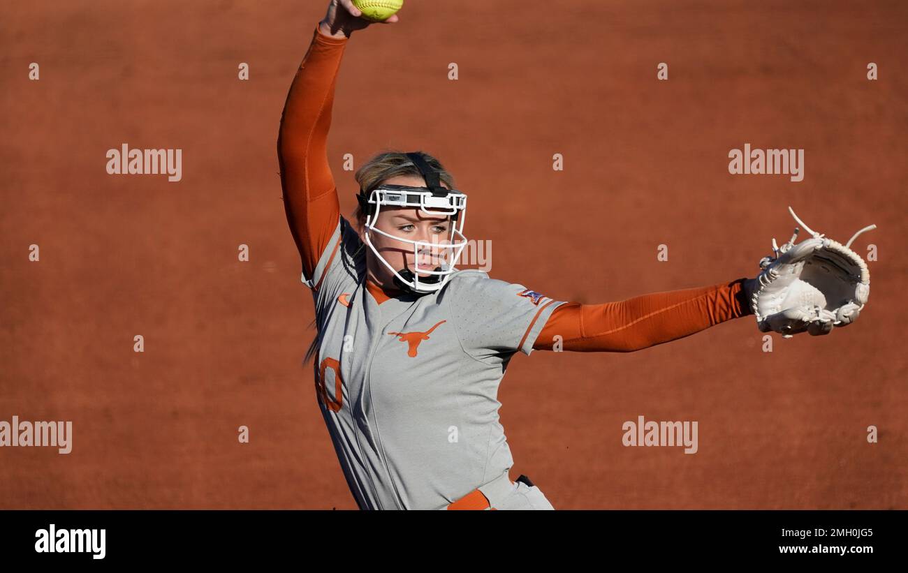 Texas' Miranda Elish (40) pitches during an NCAA college softball game ...