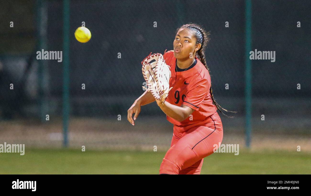 San Diego State first baseman Taylor Adams (99) during an NCAA softball ...