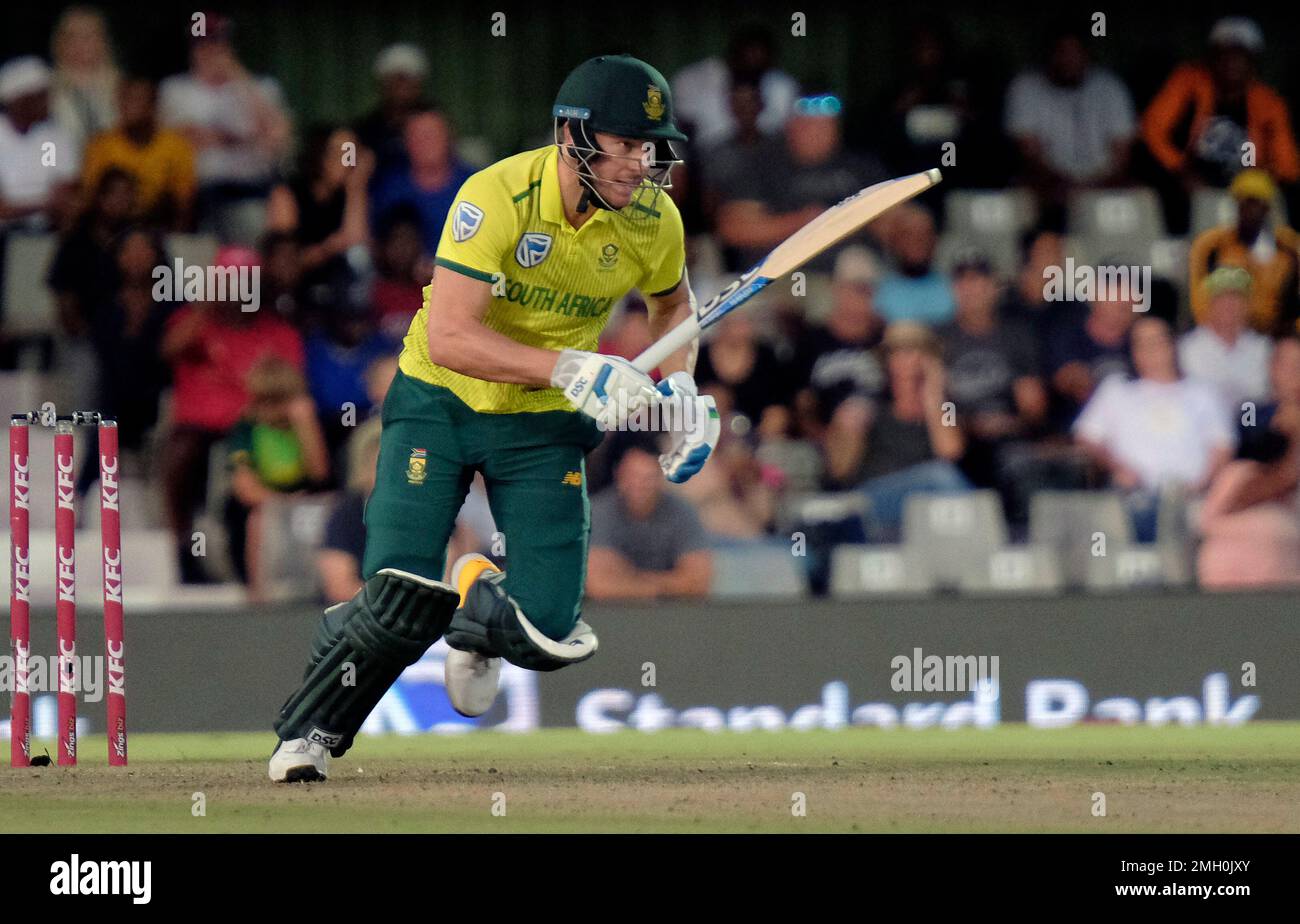 David Miller of South Africa takes a single run during the T20 cricket ...
