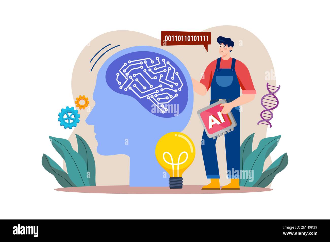 A vector of the scientist working on the Artificial Intelligence model Stock Vector Image & Art ...