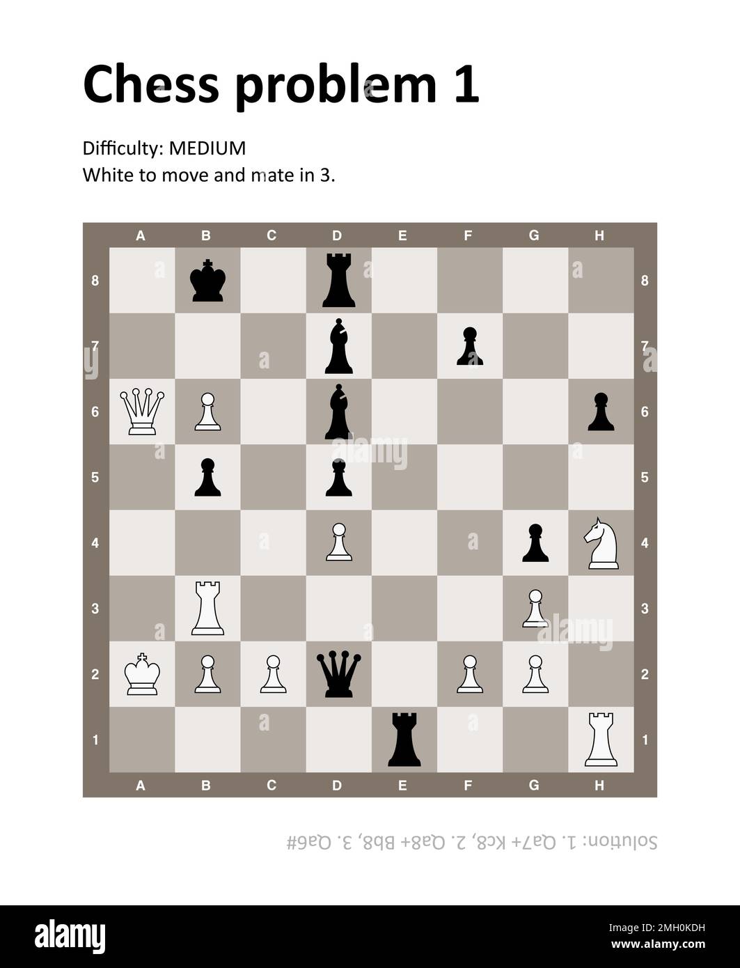 Chess problem puzzle with solution. Medium difficulty chess problem ...