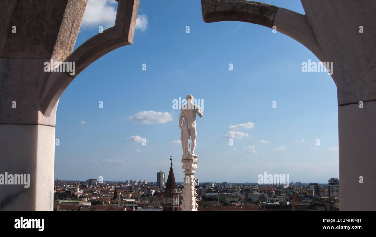 panoramic View of Milan from the roof of the Cathedral of the Nativity ...