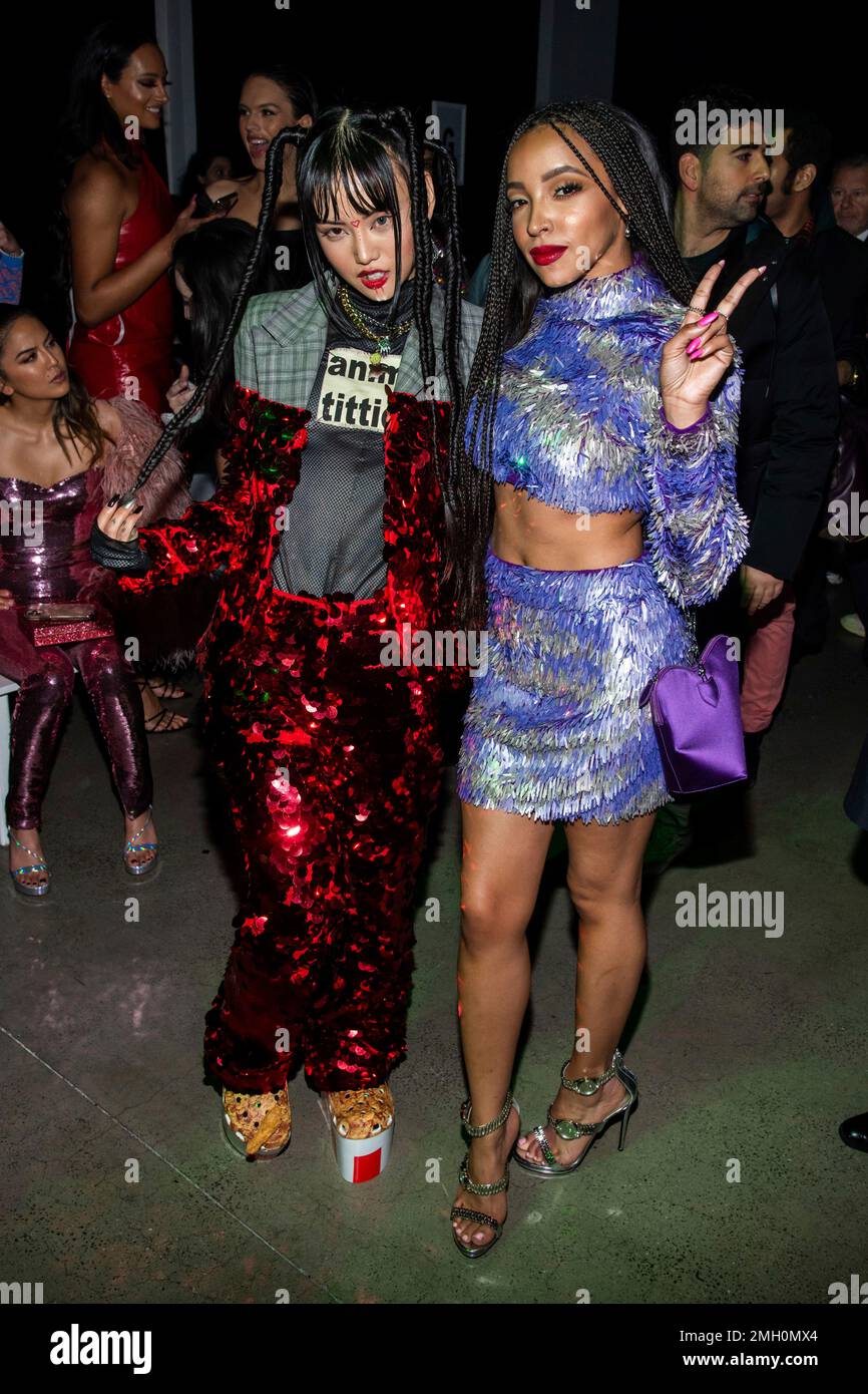 MLMA, left, and Tinashe attend the Christian Cowan fashion show at ...