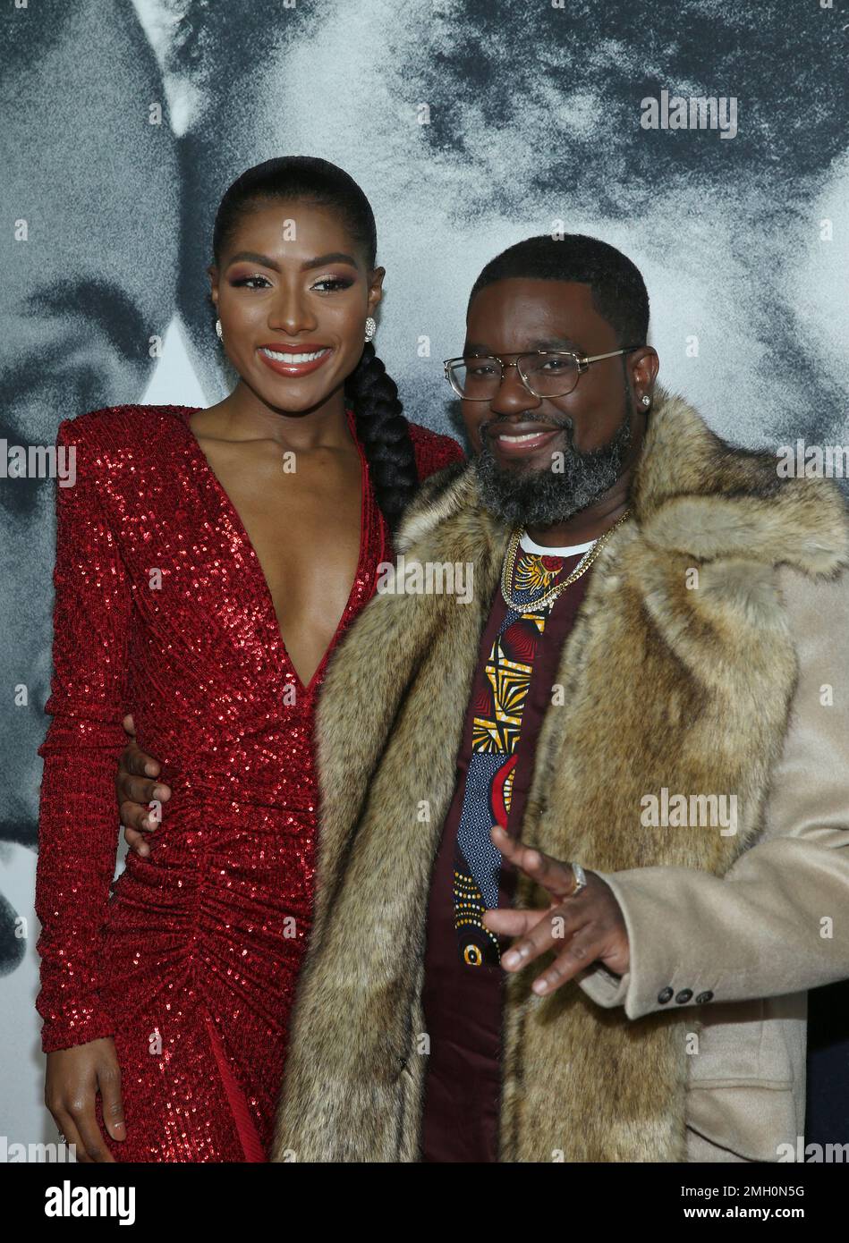 Actor Lil Rel Howery right, and Nia Franklin attend the world premiere ...