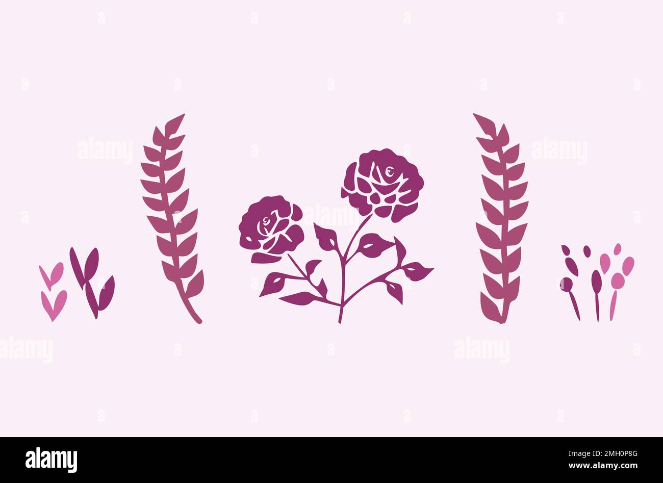 Quirky vector botanical plant set. Whimsical collection of flower ...