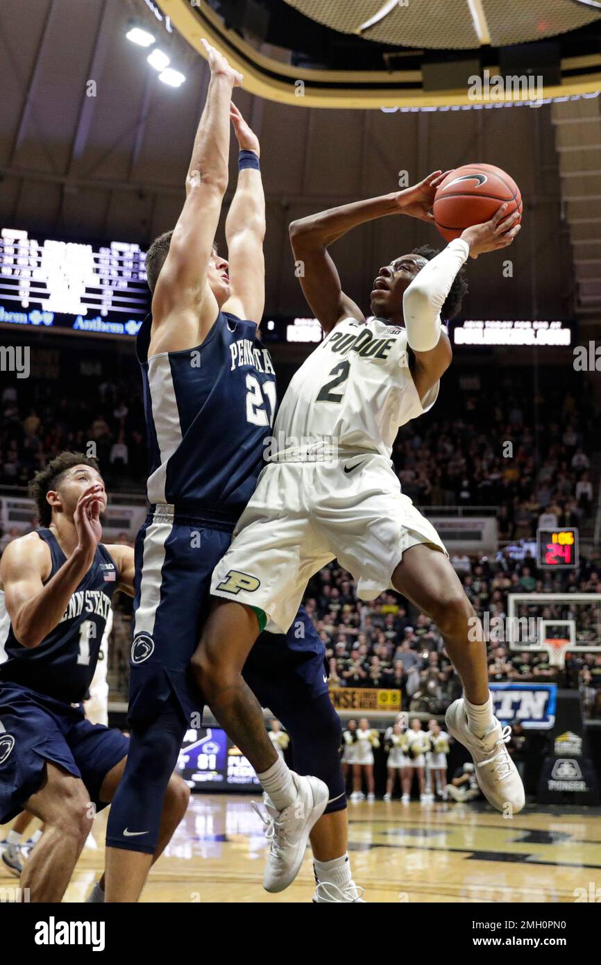 Purdue guard Eric Hunter Jr. (2) shoots over Penn State forward John ...