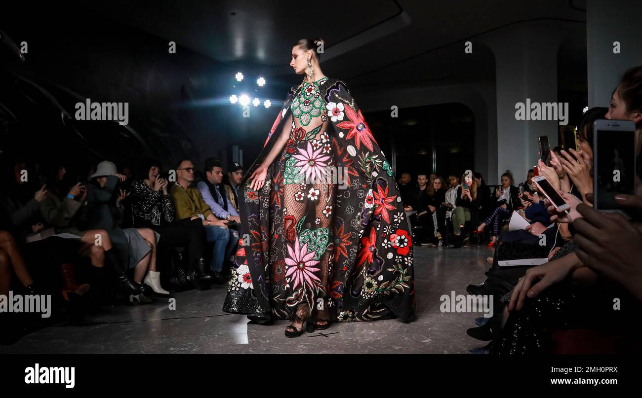 A model displays fashion from Naeem Khan during New York's Fashion Week ...
