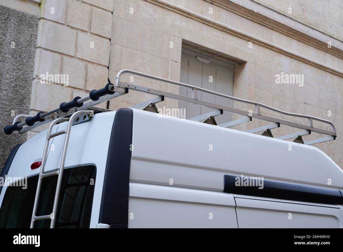 van roof rack on top of a work small commercial vehicle truck Stock ...