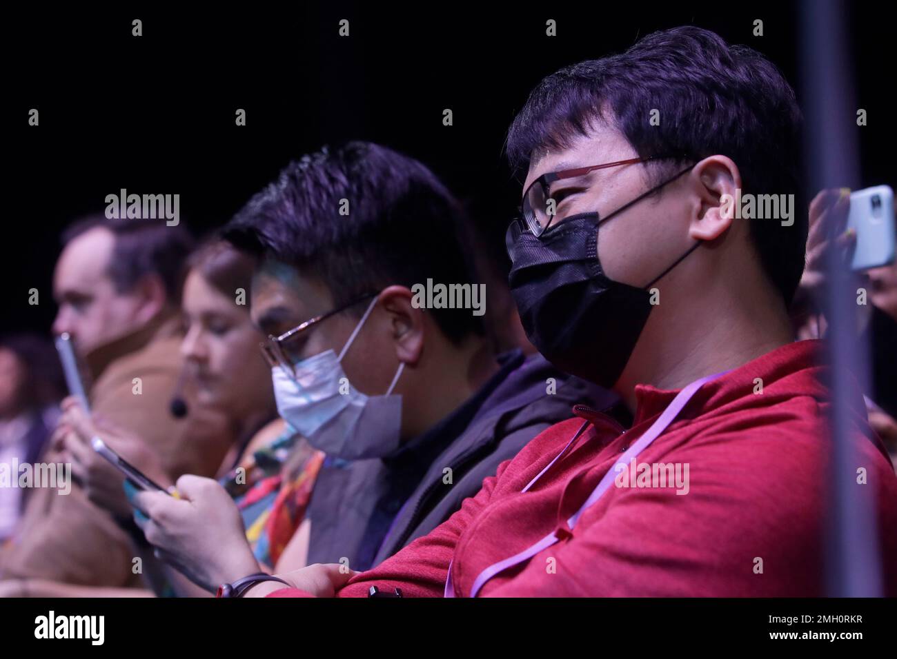 Attendees wear masks at the Samsung Galaxy Unpacked 2020 event in San ...