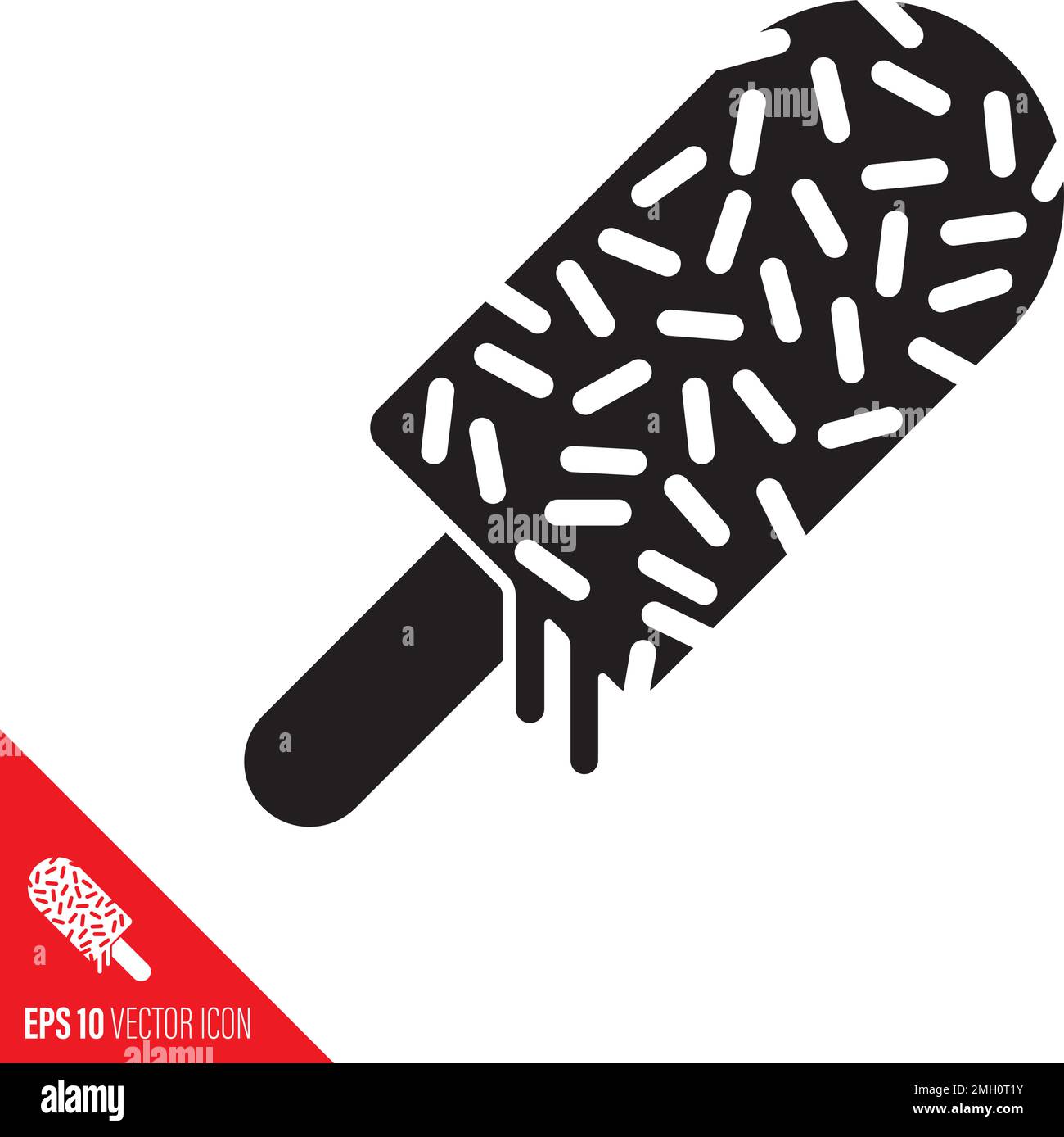 Ice cream popsicle with sprinkles vector icon. Sweet cold refreshment ...
