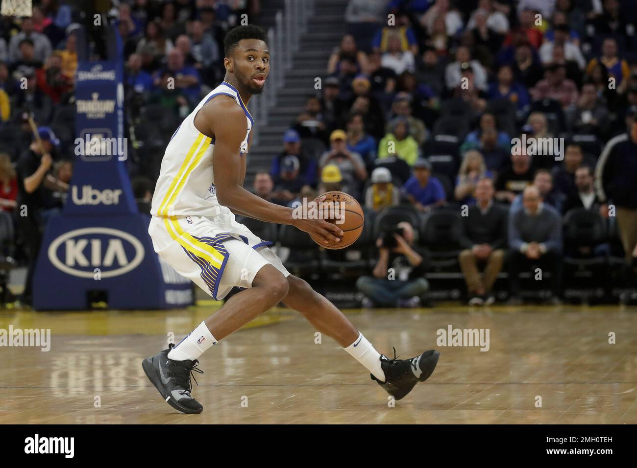 Golden State Warriors guard Andrew Wiggins (22) against the Miami Heat ...