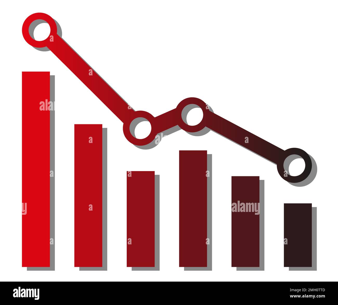 Graph with decrease report. Diagram with recession and bankruptcy ...