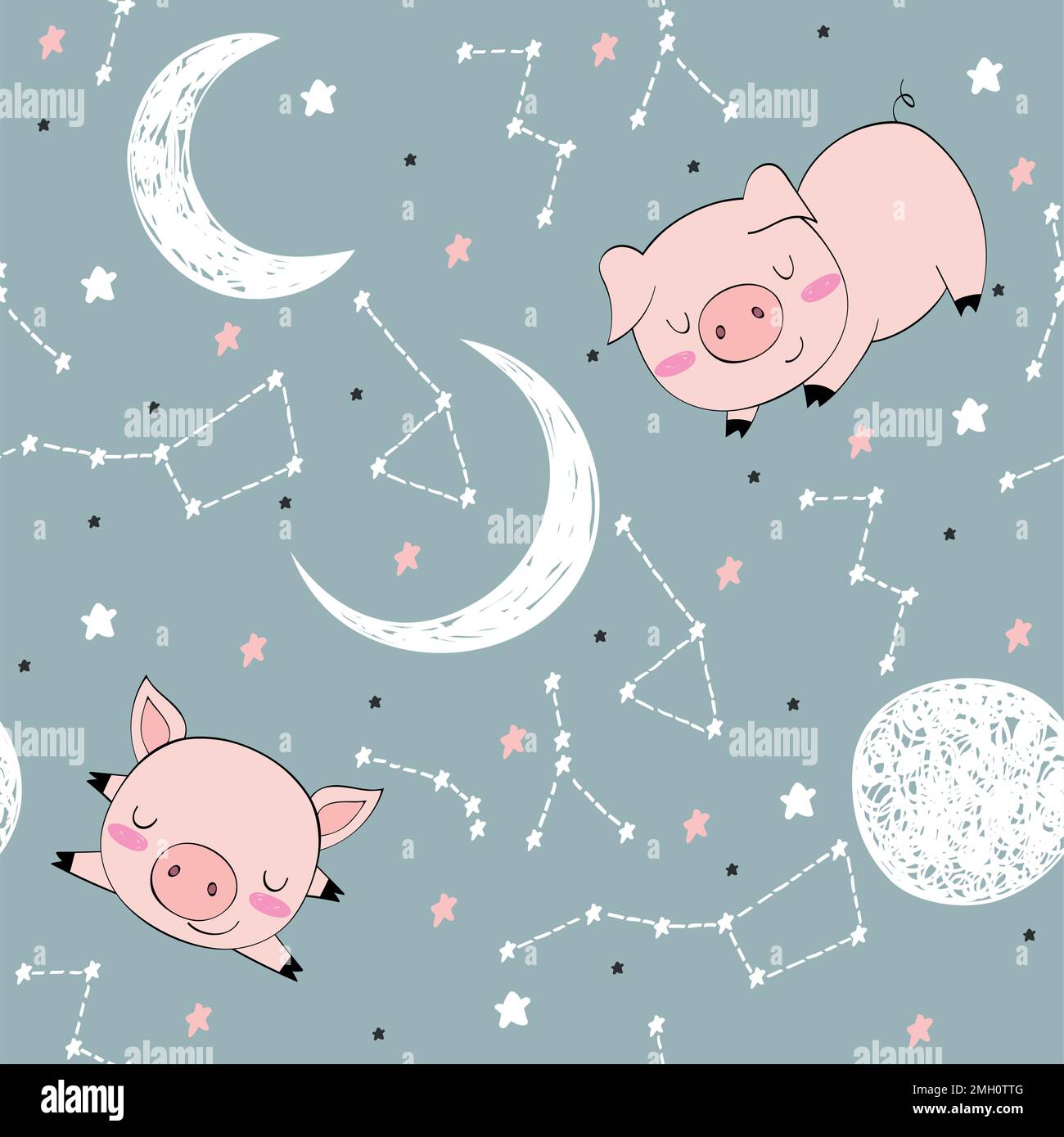 Moon pig card Stock Vector Images - Alamy