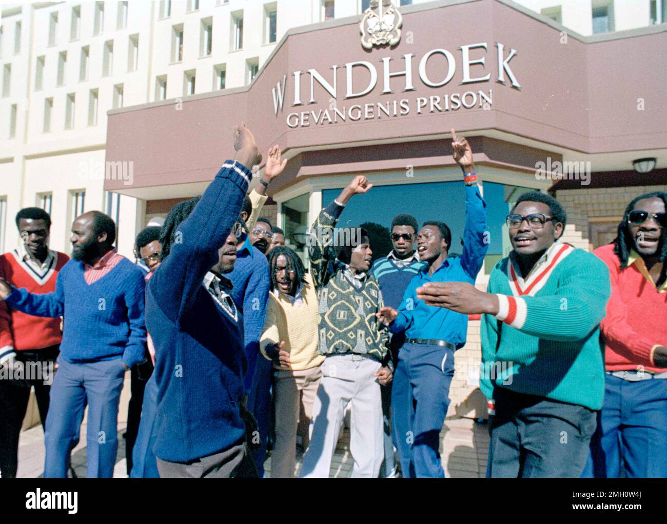 Twenty-four jubilant SWAPO prisoners celebrate their release from ...