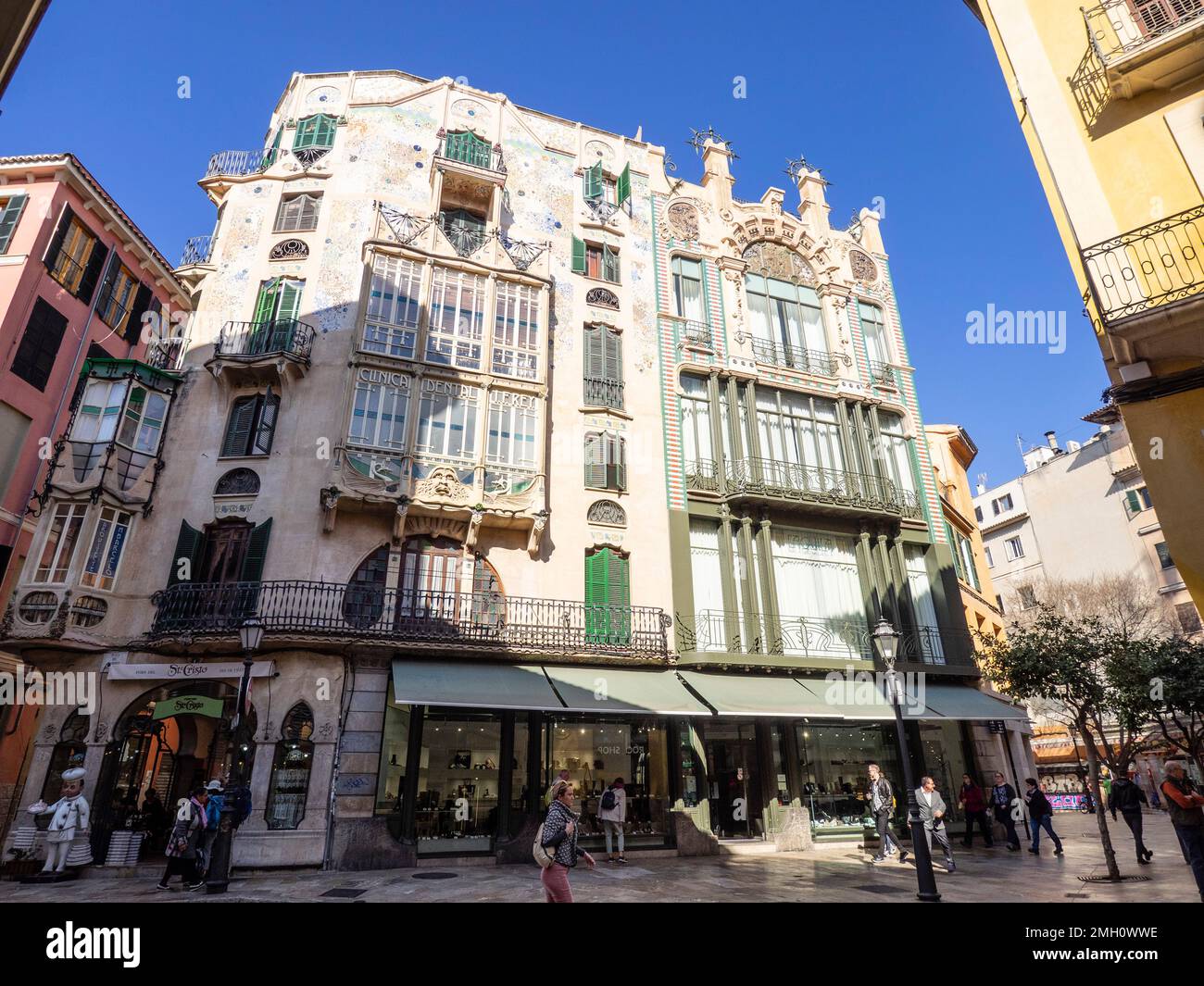 Can Forteza Rey, Art Nouveau building with shops below, Palma, Mallorca ...
