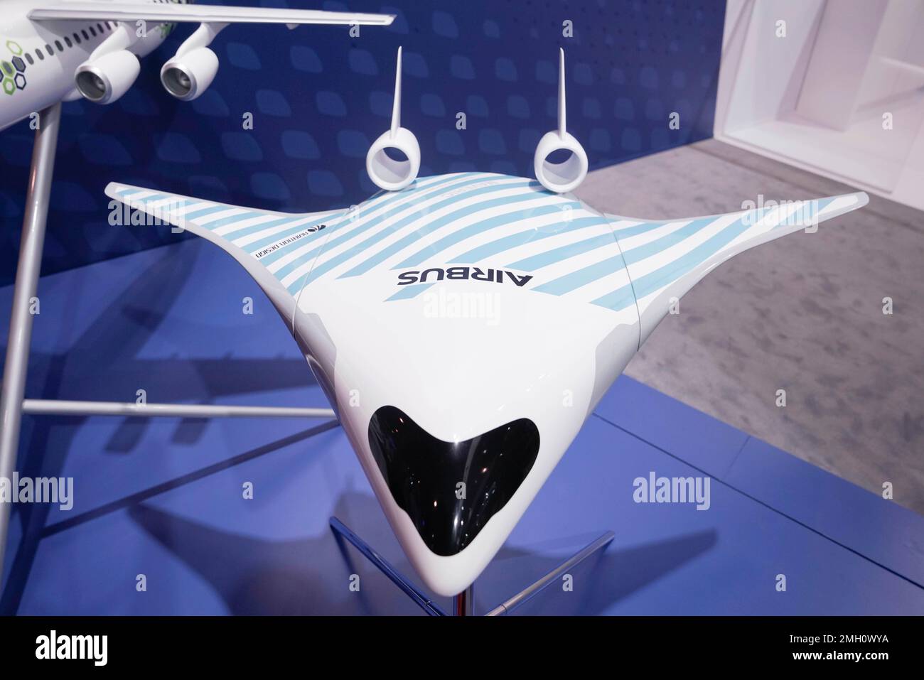 A concept model of Airbus's Maveric is on display at the booth of ...