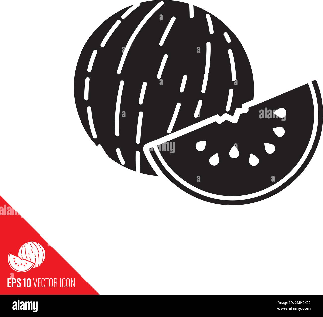 Whole watermelon and piece vector icon . Fresh fruit in summer symbol ...