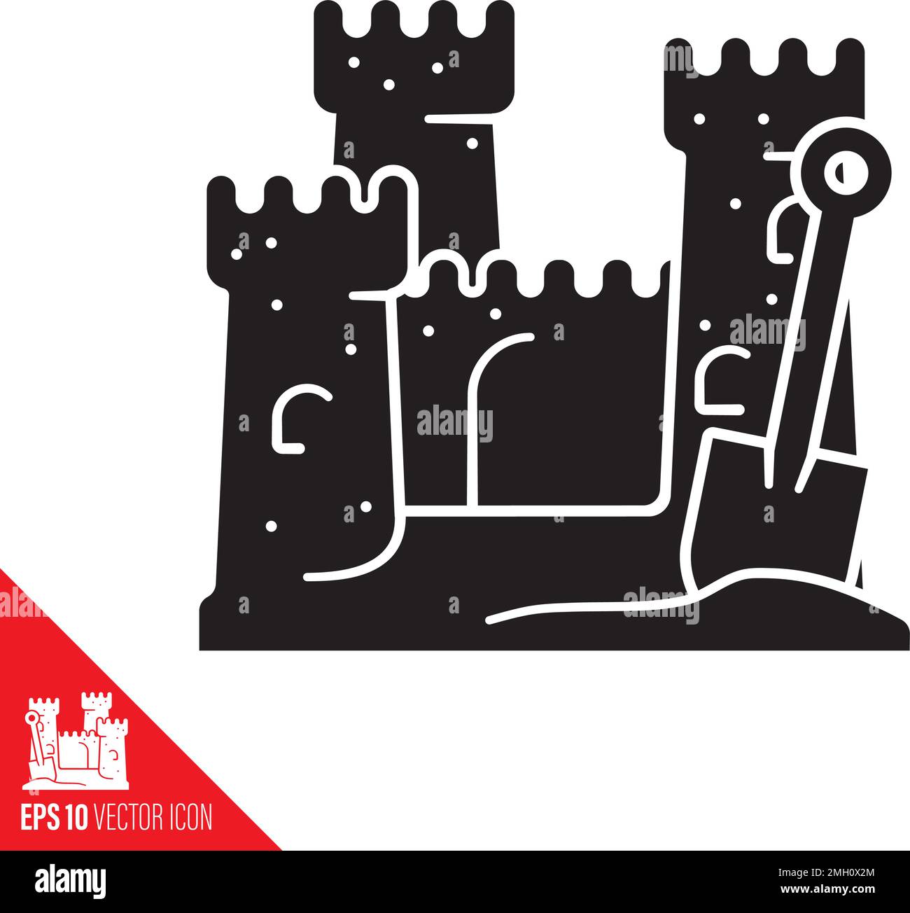 Sand castle and shovel vector glyph icon. Beach and seaside vacations ...