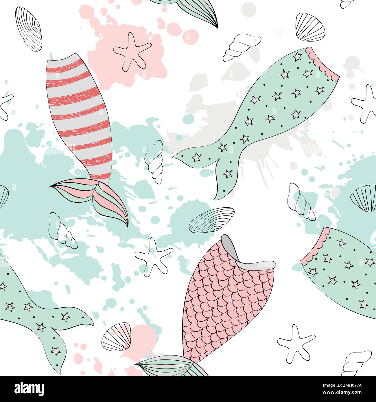 Mermaid silhouette line drawing Stock Vector Images - Alamy