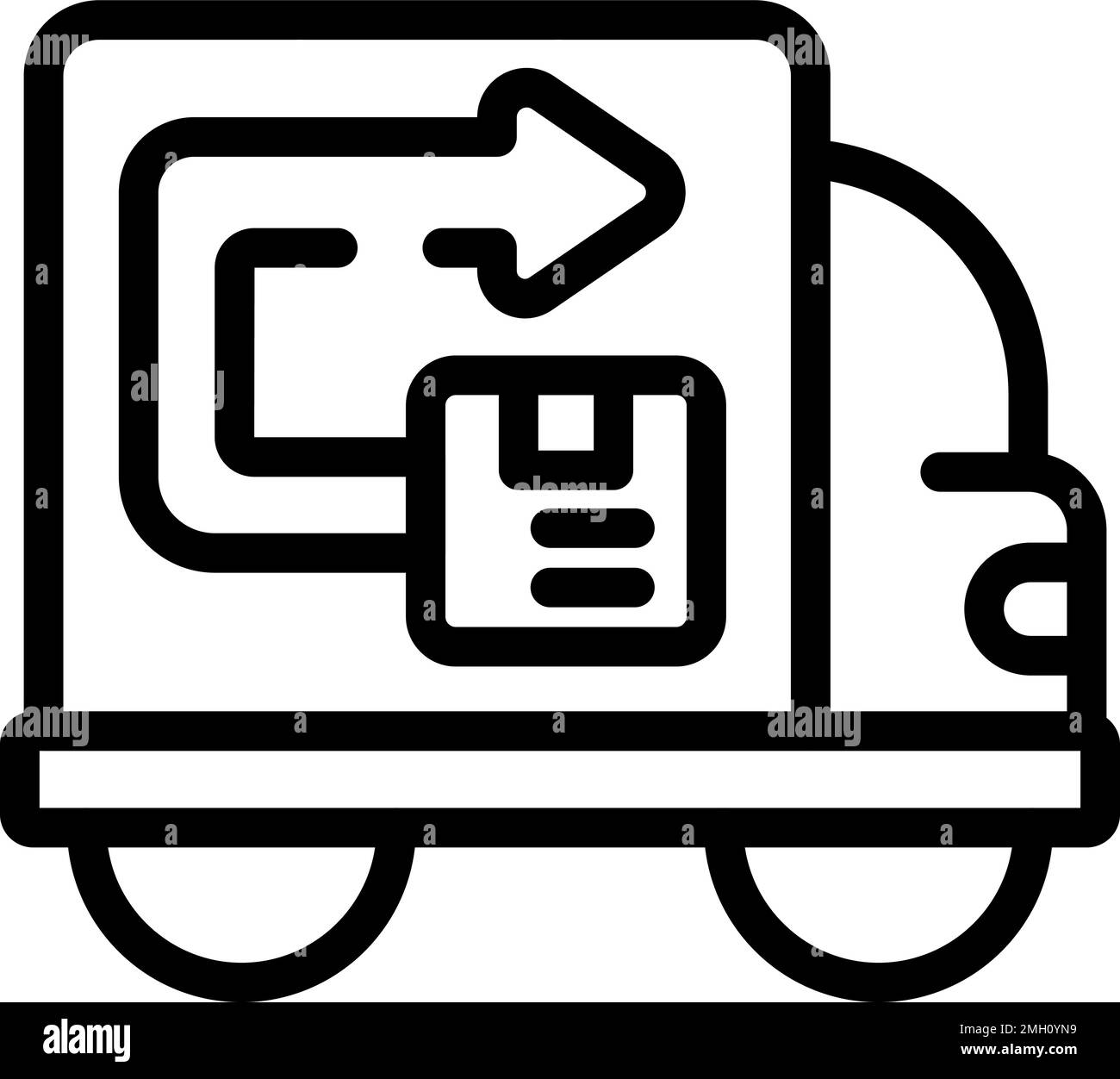 Truck return product icon outline vector. Box shipment. Service ...