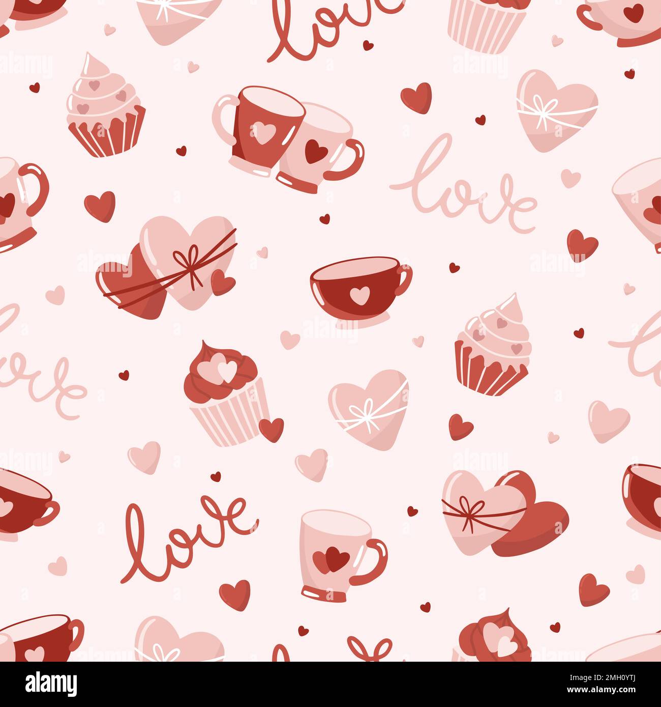 Vector Valentines Day Seamless Pattern With Hand Drawn Love Symbols