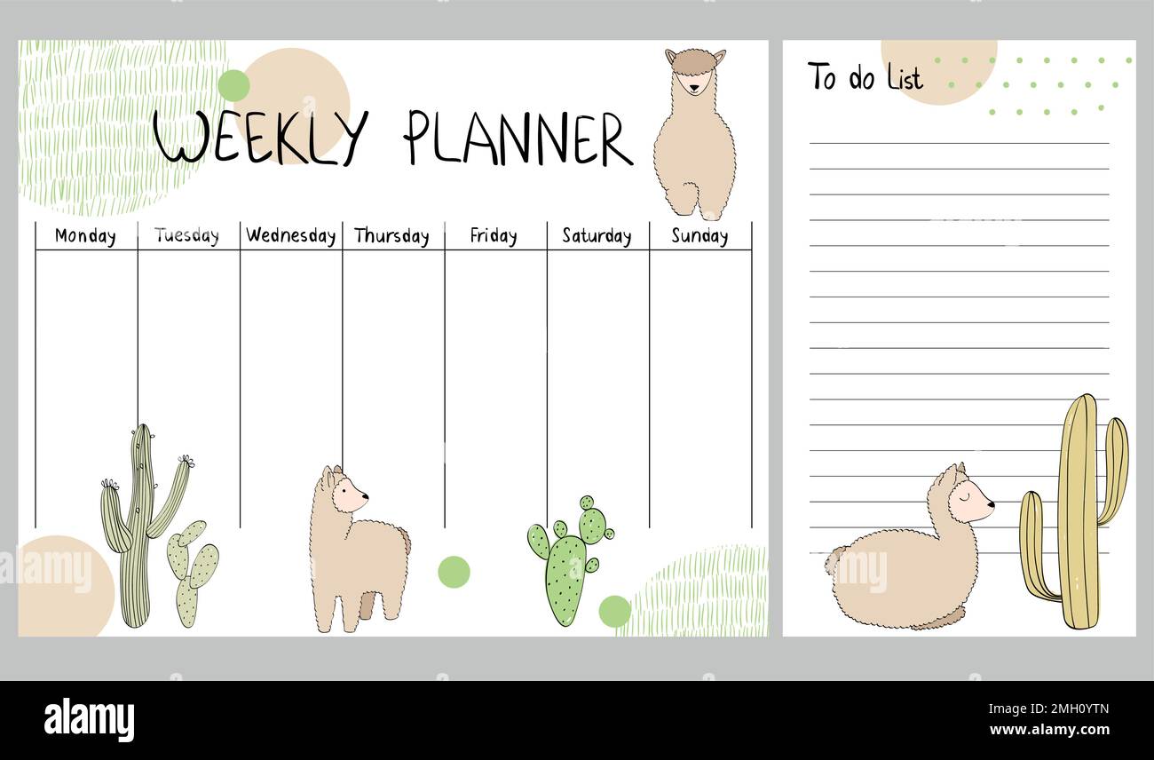 Vector weekly planner Stock Vector Image & Art - Alamy