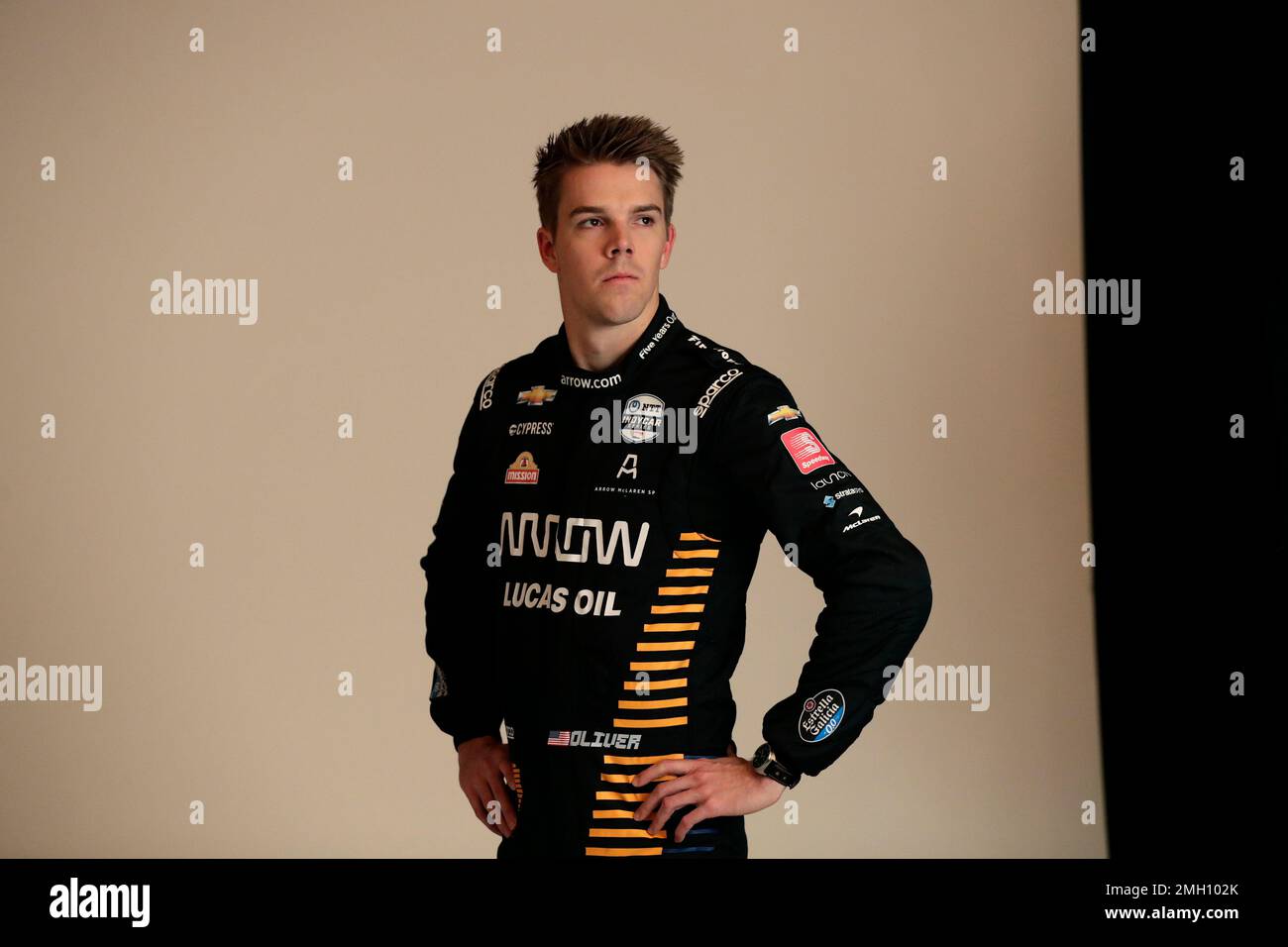 IndyCar driver Oliver Askew poses for photos during IndyCar Media Day ...