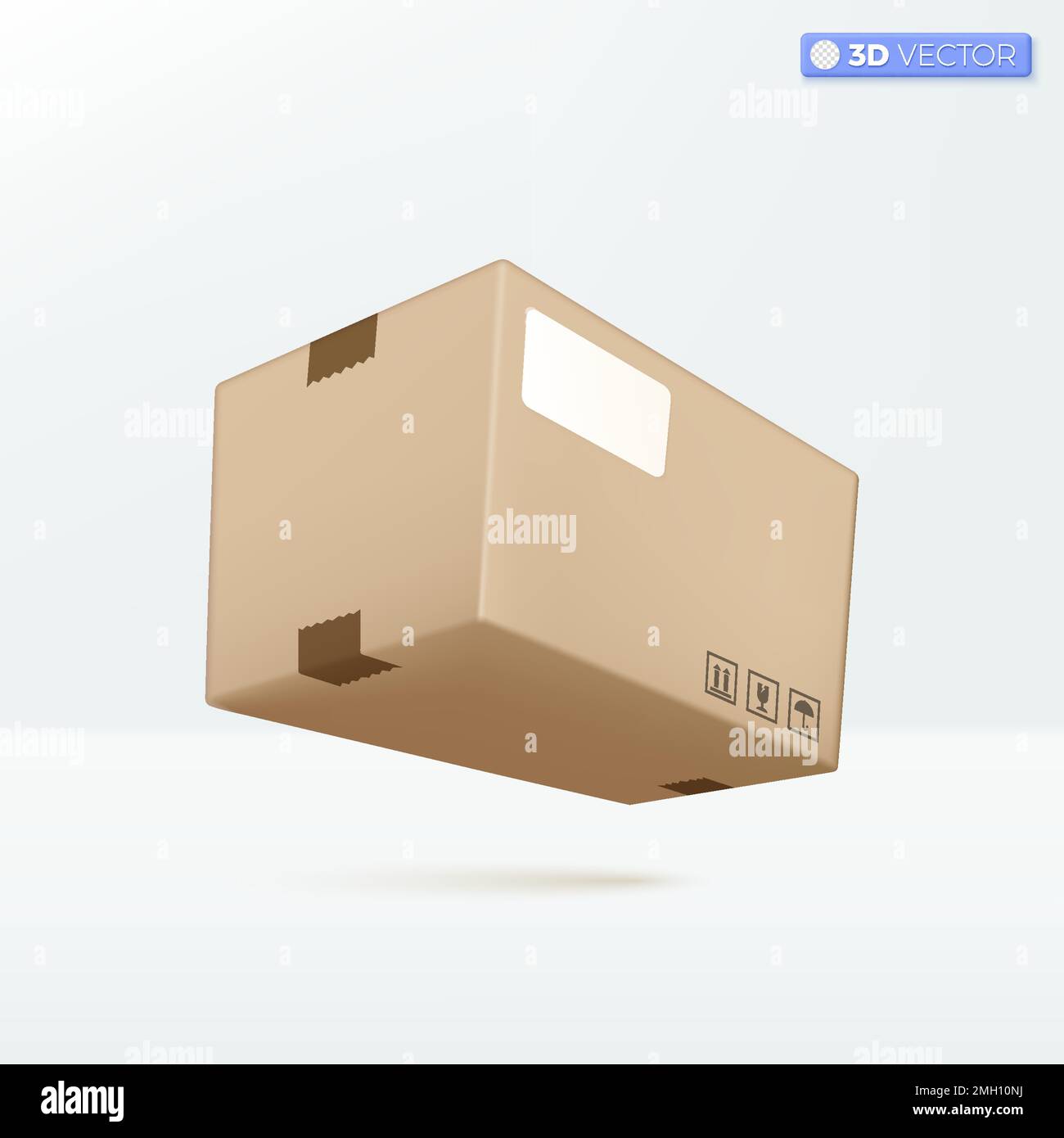 Realistic cardboard box icon symbols. Blank white cube product ...