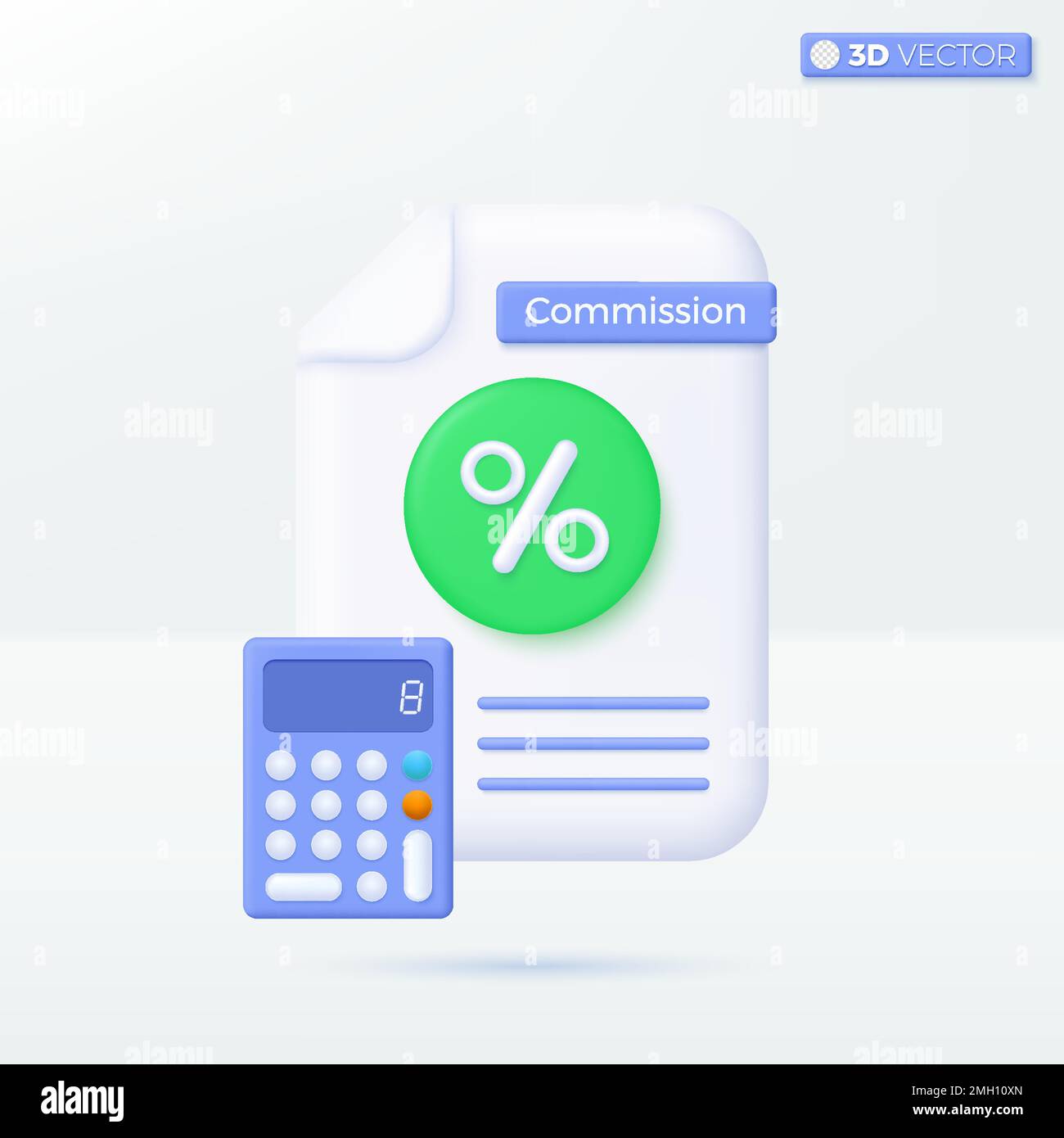 Commission Document and calculator icon symbols. earnings forecast, digital accounting, budget ...