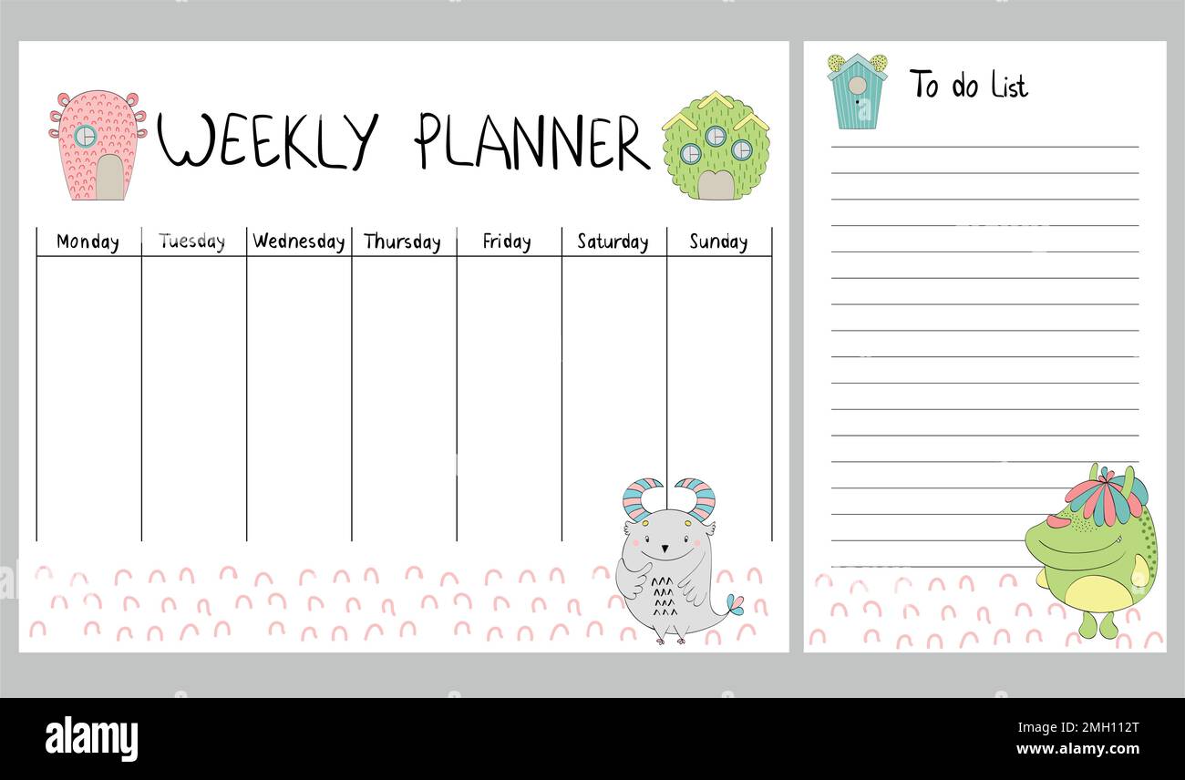 Vector weekly planner Stock Vector Image & Art - Alamy