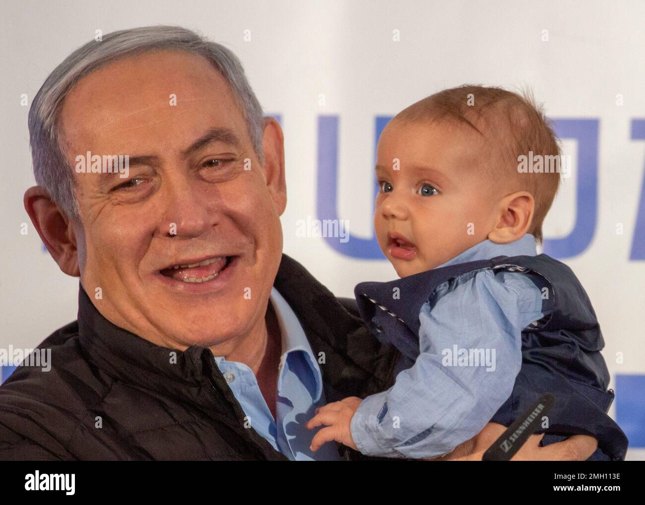 Israeli Prime Minister Benjamin Netanyahu holds a baby named after him ...