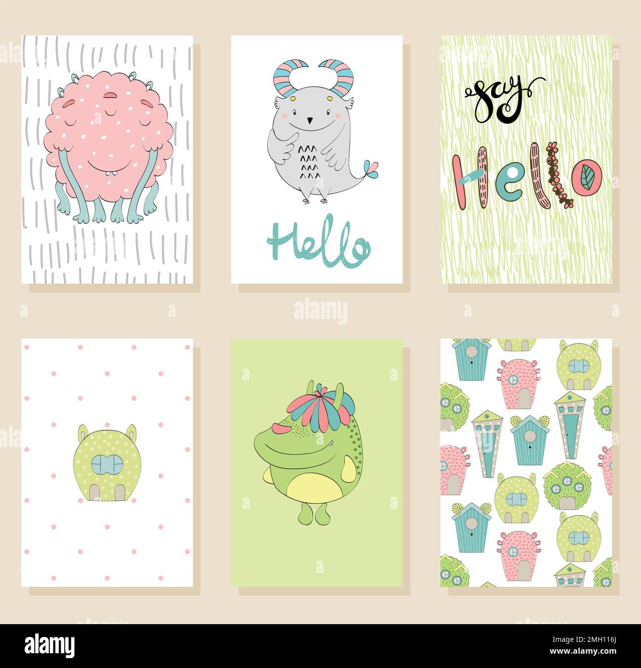 funny monsters cards Stock Vector Image & Art - Alamy