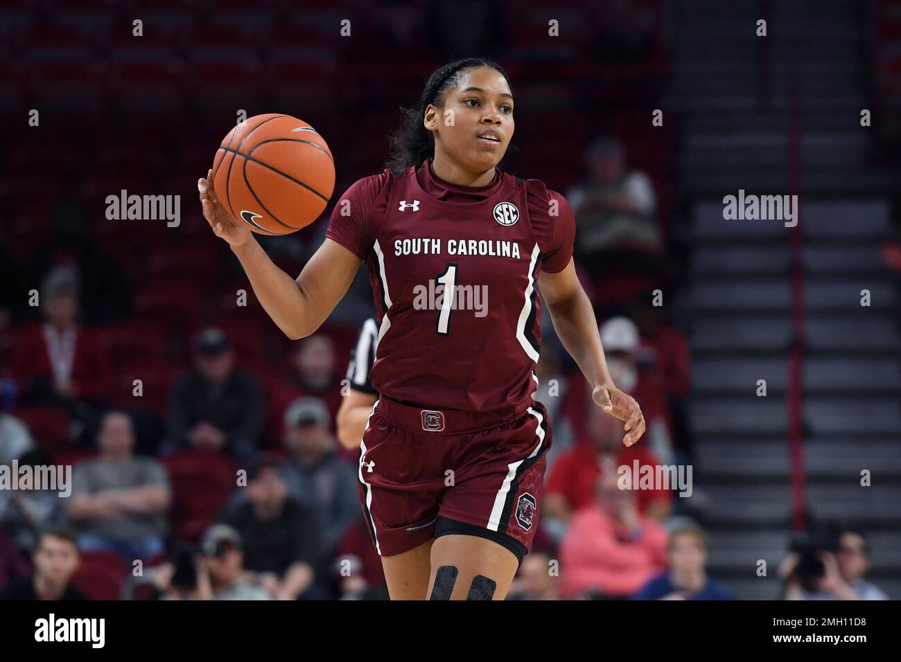 South Carolina guard Zia Cooke (1) against Arkansas during the second ...