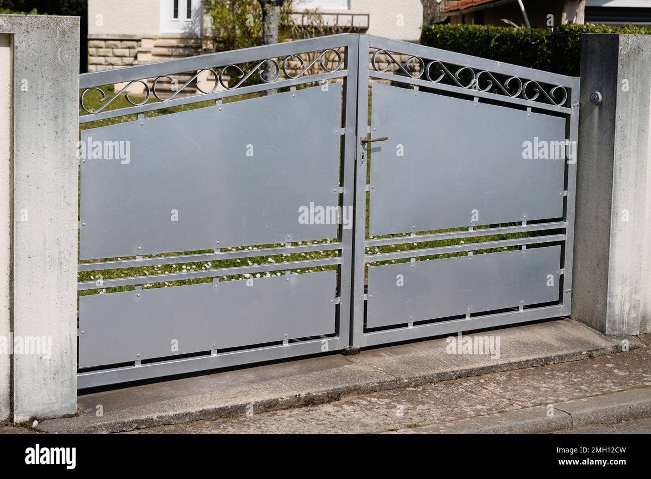 grey classic high metal house retro classical steel gate Stock Photo ...
