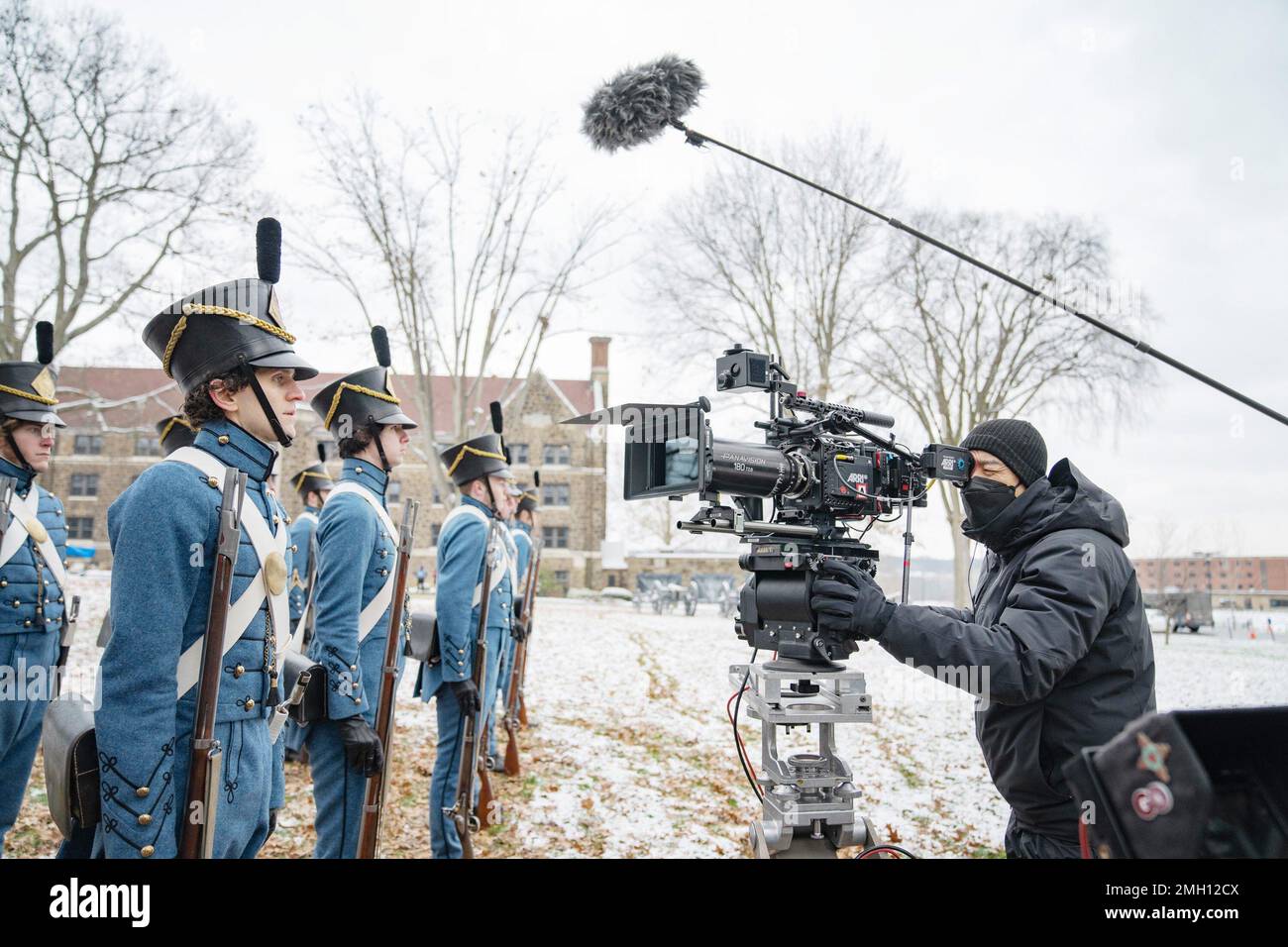 THE PALE BLUE EYE, front, from left: Harry Melling as Edgar Allan Poe ...