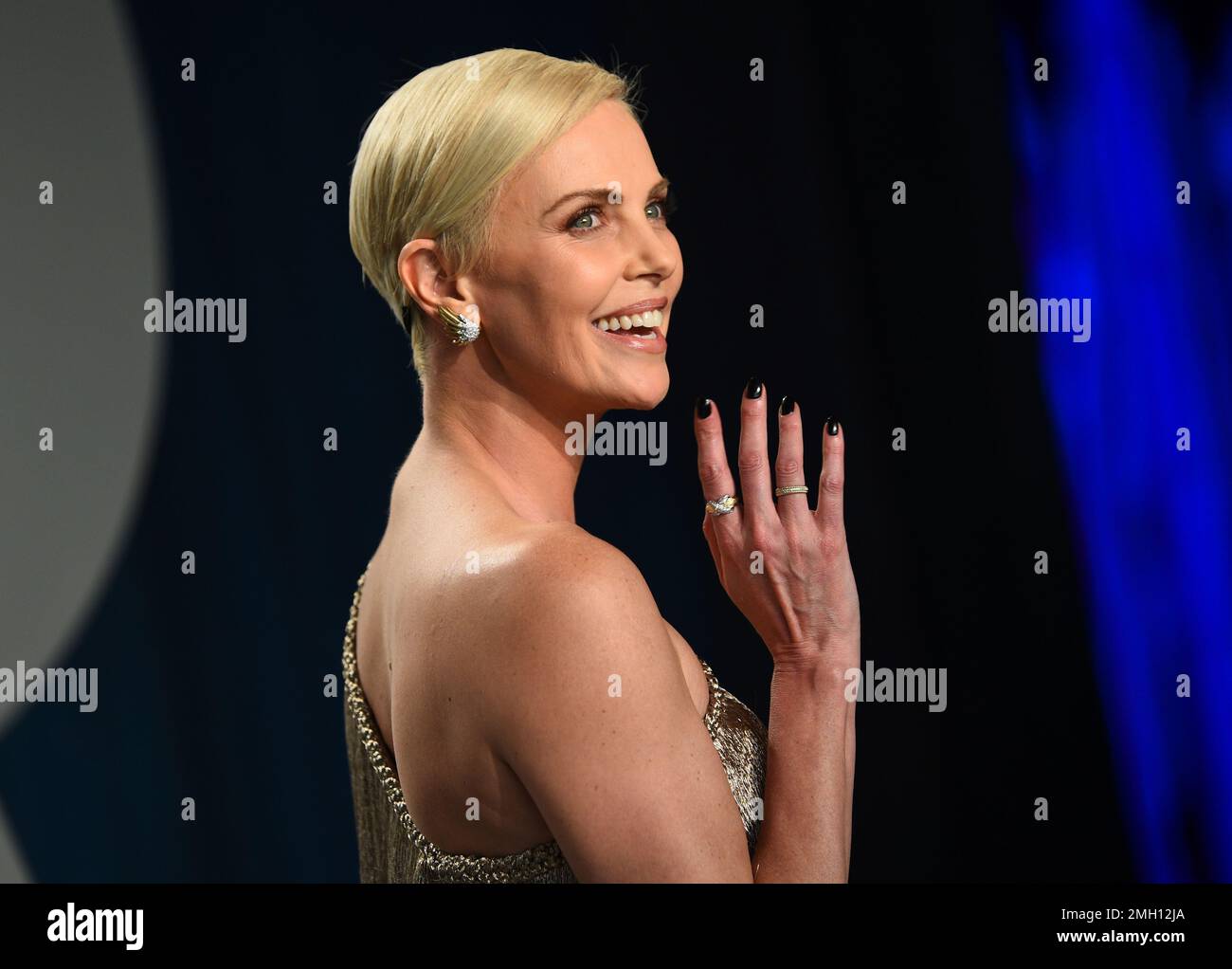 Charlize Theron arrives at the Vanity Fair Oscar Party on Sunday, Feb ...