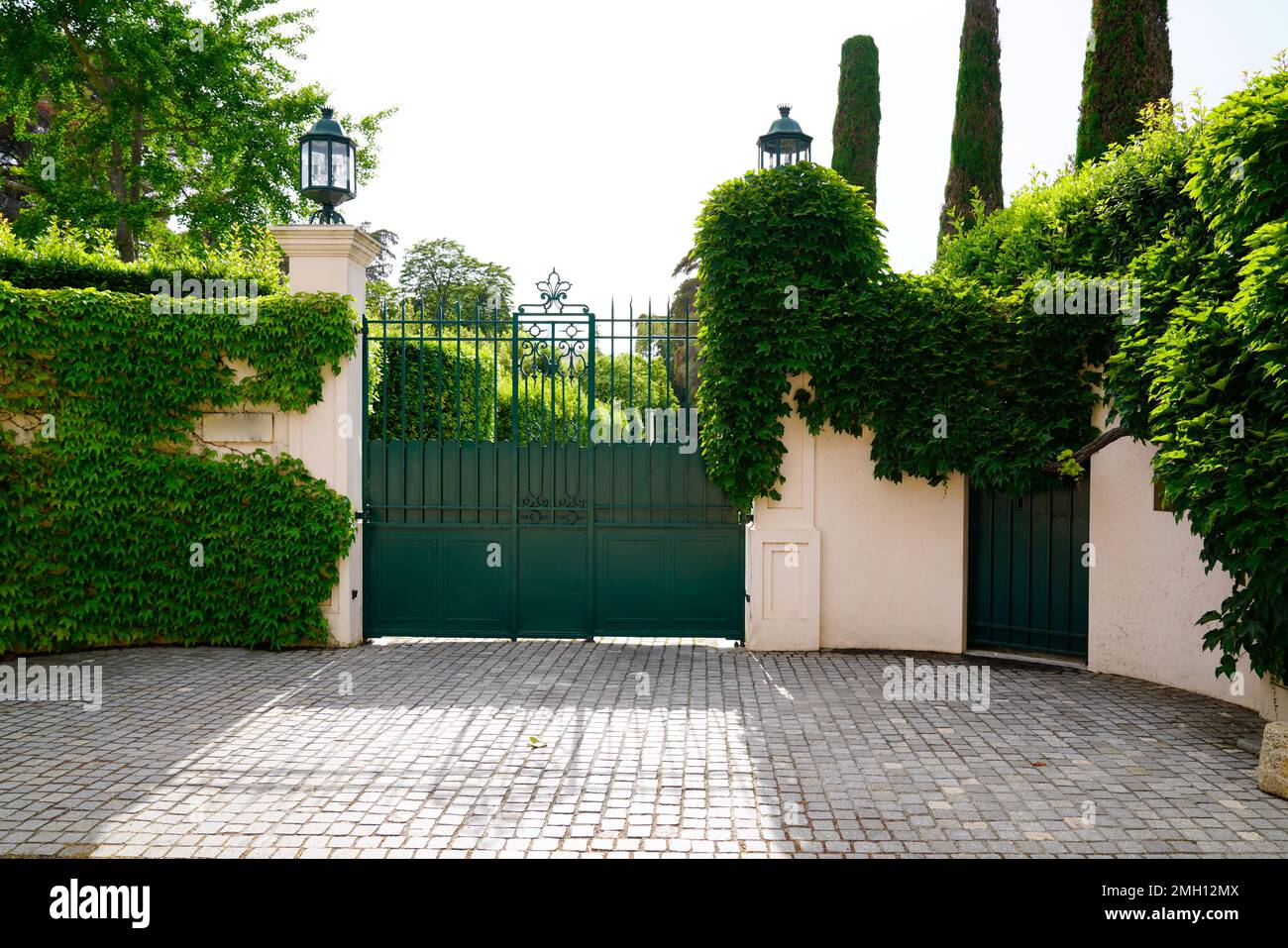 old large metal gate classic entrance of residential house steel portal ...